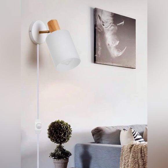 Accents | White Dimmable Wood Style Wall Sconce Reading Lamp With White ...